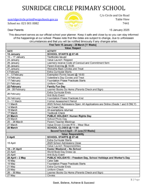 Sunridge Circle Primary School | Table View Primary School